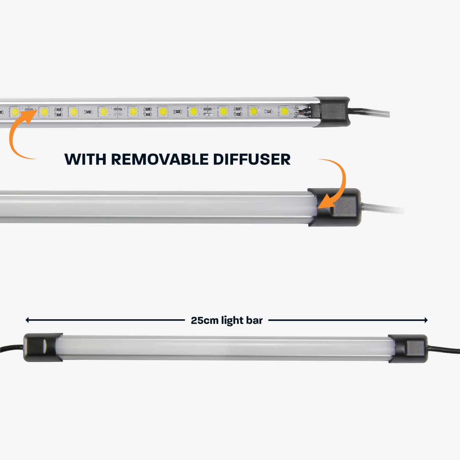 25cm White LED Light Bar with Diffuser – HARDKORR