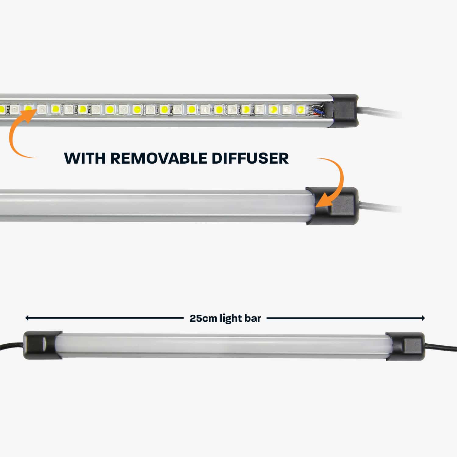 25cm Tri-Colour LED Light Bar with Diffuser – HARDKORR