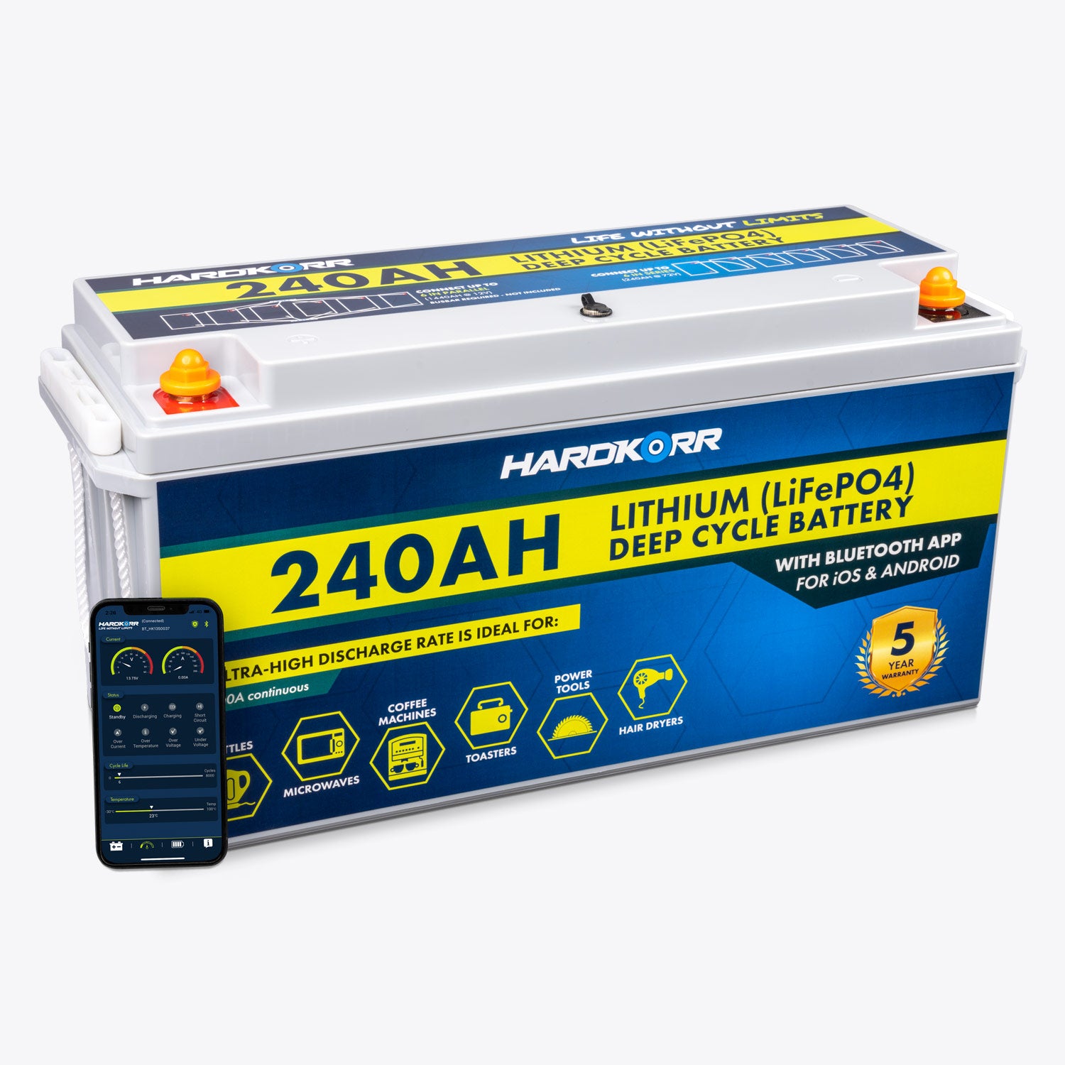 240Ah Lithium (LiFePO4) Deep Cycle Battery w/Bluetooth – HARDKORR