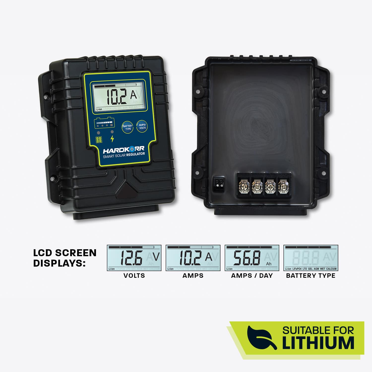 15A Waterproof Lithium-Compatible PWM Solar Regulator – HARDKORR